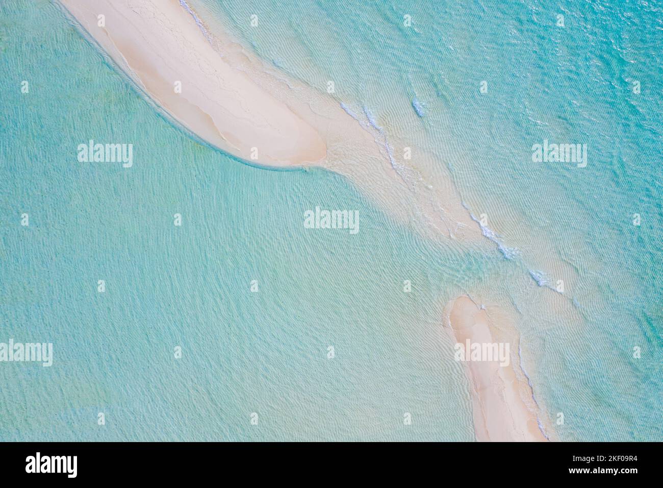 Aerial view of sandbar and blue sea. Maldivian sandbank in Indian ocean ...