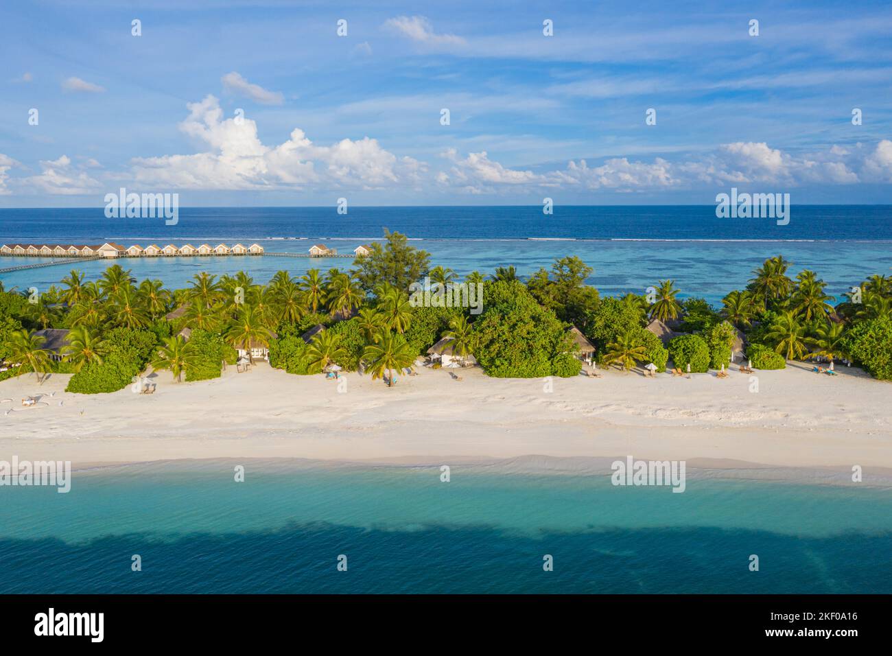 Perfect aerial scenic landscape, luxury tropical resort hotel with ...