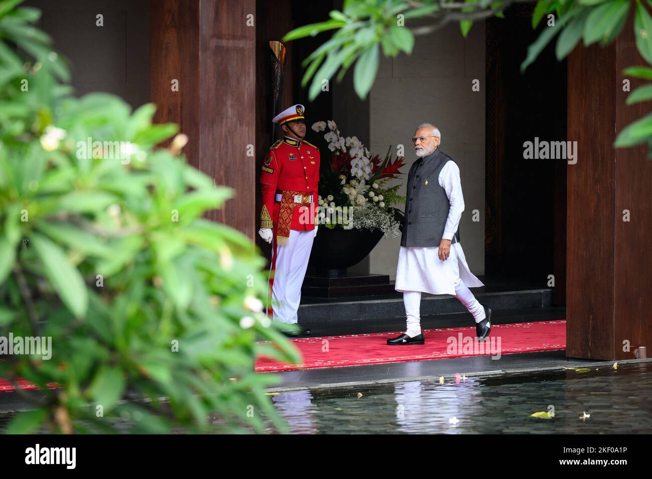 Prime Minister Narendra Modi of India (left) arrives at the formal ...