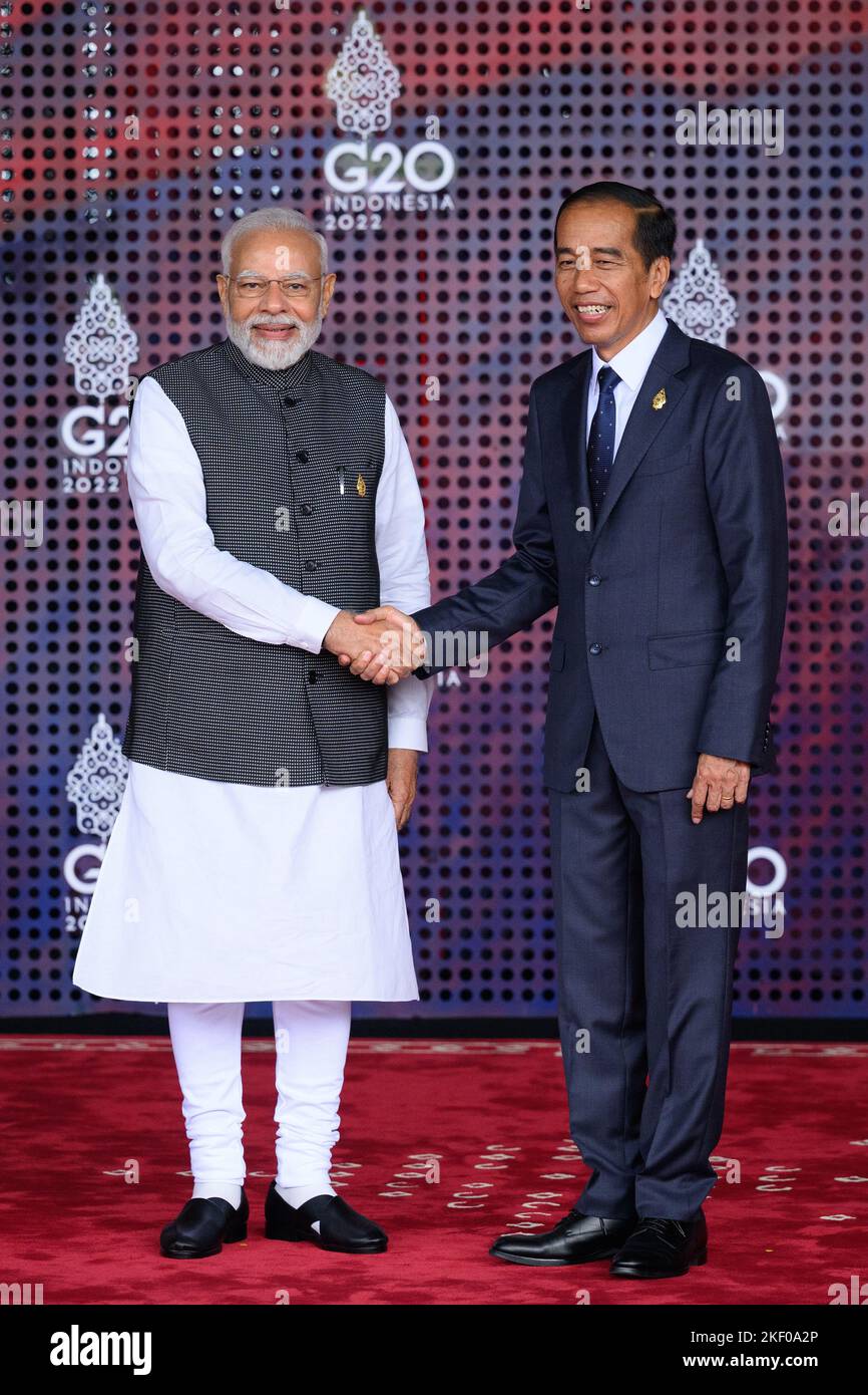 Prime Minister Narendra Modi of India (left) is greeted by the ...