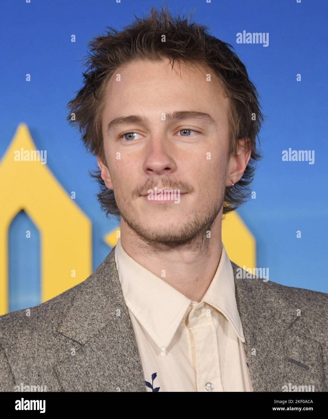 Drew Starkey arrives at the GLASS ONION: A KNIVES OUT MYSTERY Premiere ...