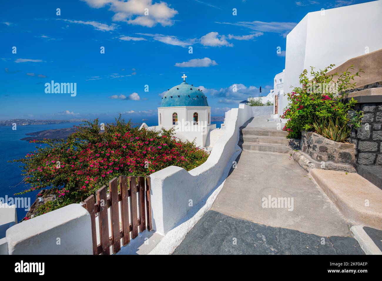 Luxury summer relaxation background. Summer vacation at Santorini ...
