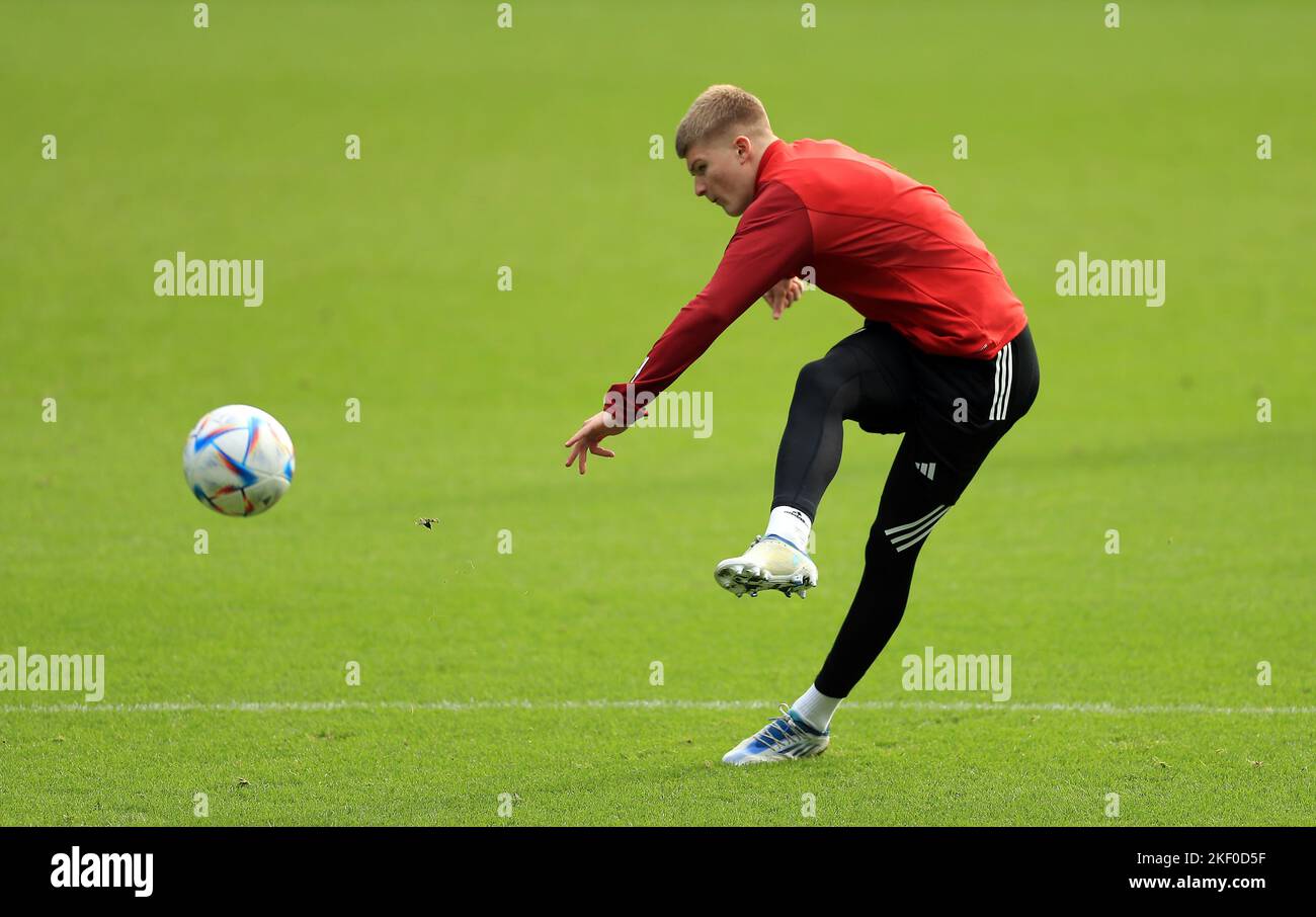 Wales' Jordan James during a training session at the Cardiff City ...