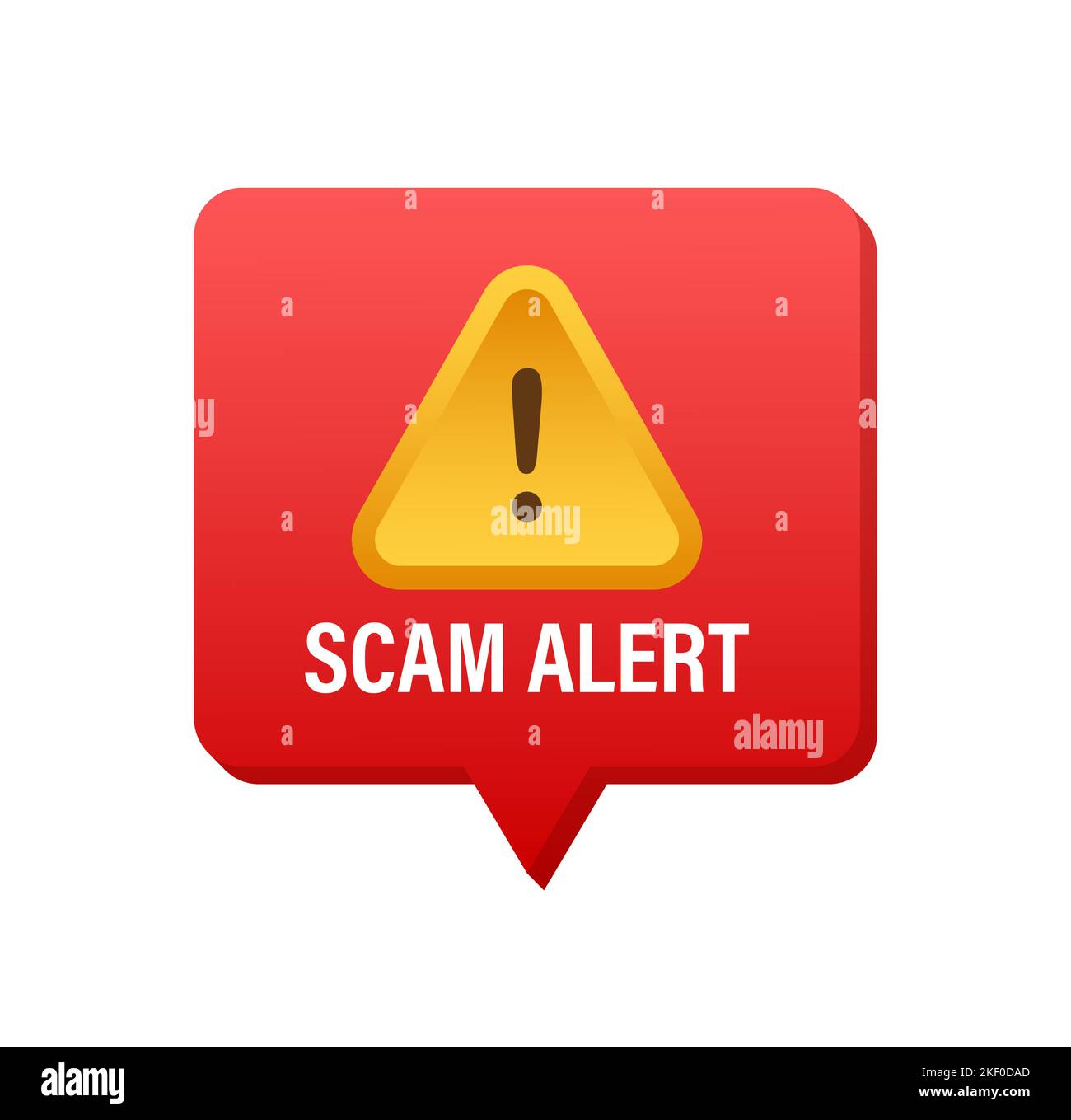 Banner with red scam alert. Attention sign. Cyber security icon ...