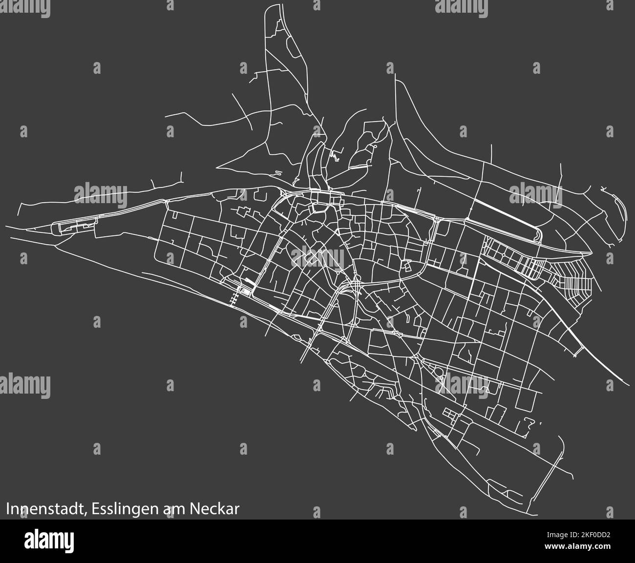 Street roads map of the INNENSTADT MUNICIPALITY, ESSLINGEN Stock Vector ...