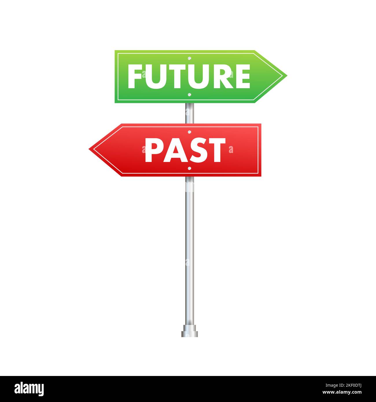 Future and past text on road sign. Vector stock illustration Stock ...