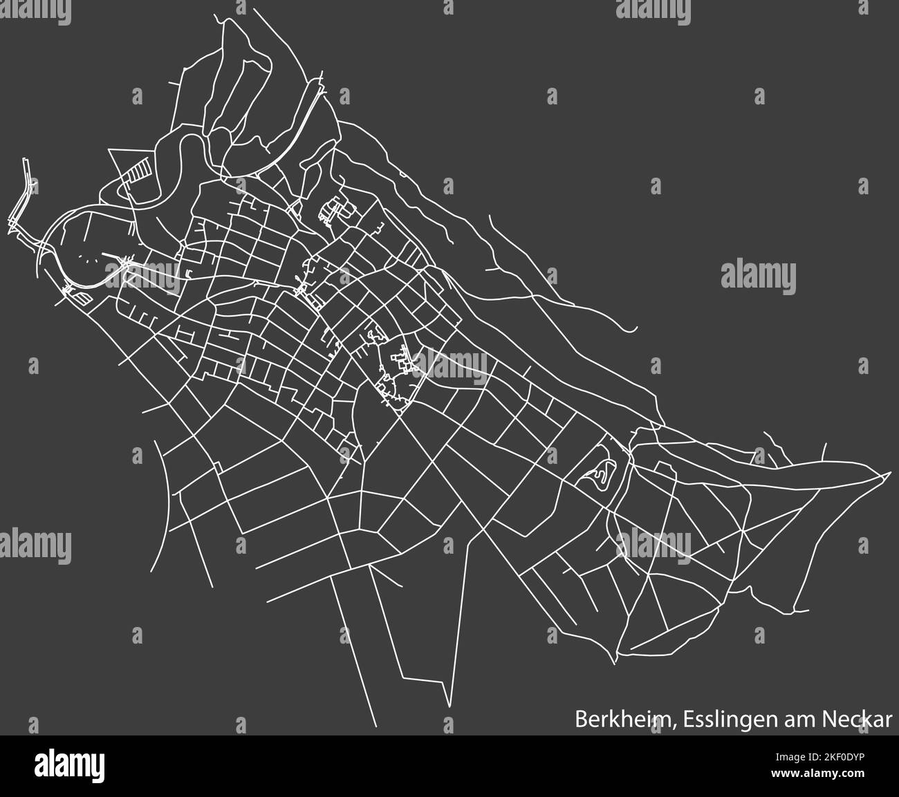 Street roads map of the BERKHEIM MUNICIPALITY, ESSLINGEN Stock Vector ...