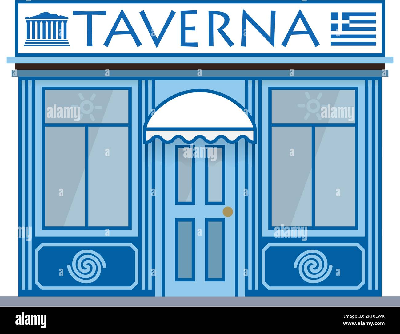 Flat design isolated greek restaurant. Cute tavern building vector ...
