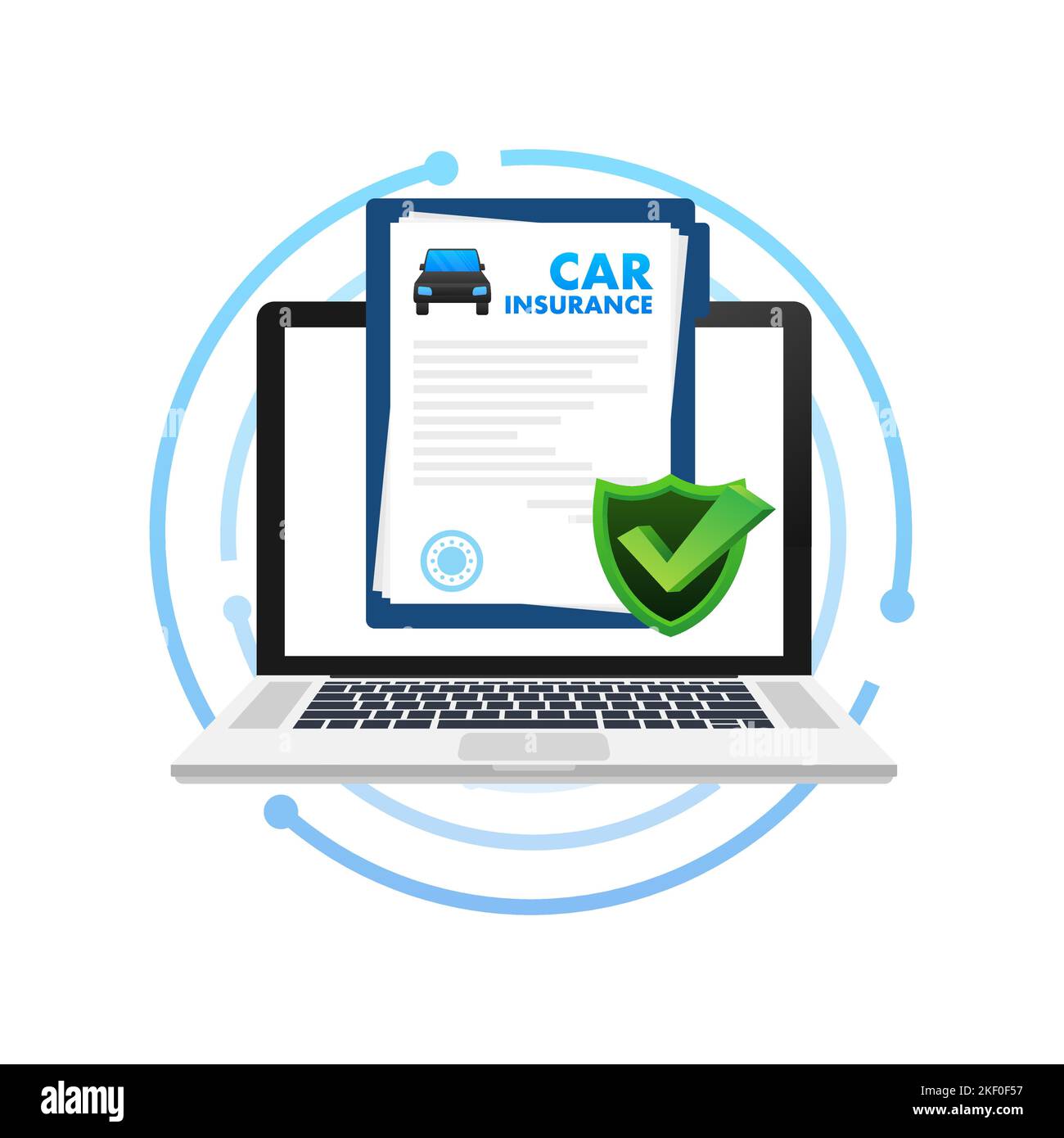 Car insurance contract document over hands. Shield icon. Protection ...