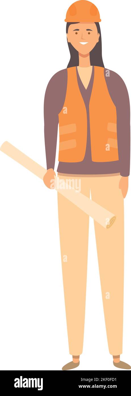 Female engineer icon cartoon vector. Woman worker. People builder Stock ...