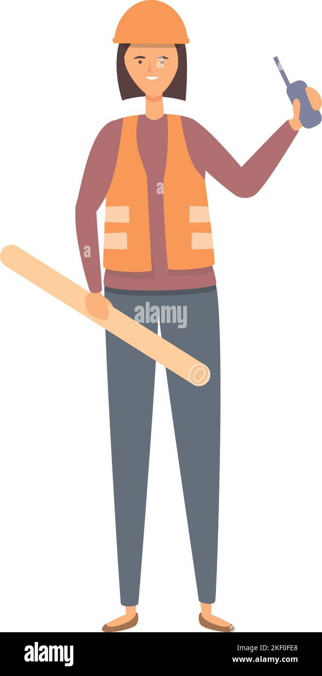 Walkie talkie engineer icon cartoon vector. Woman worker. Business work ...