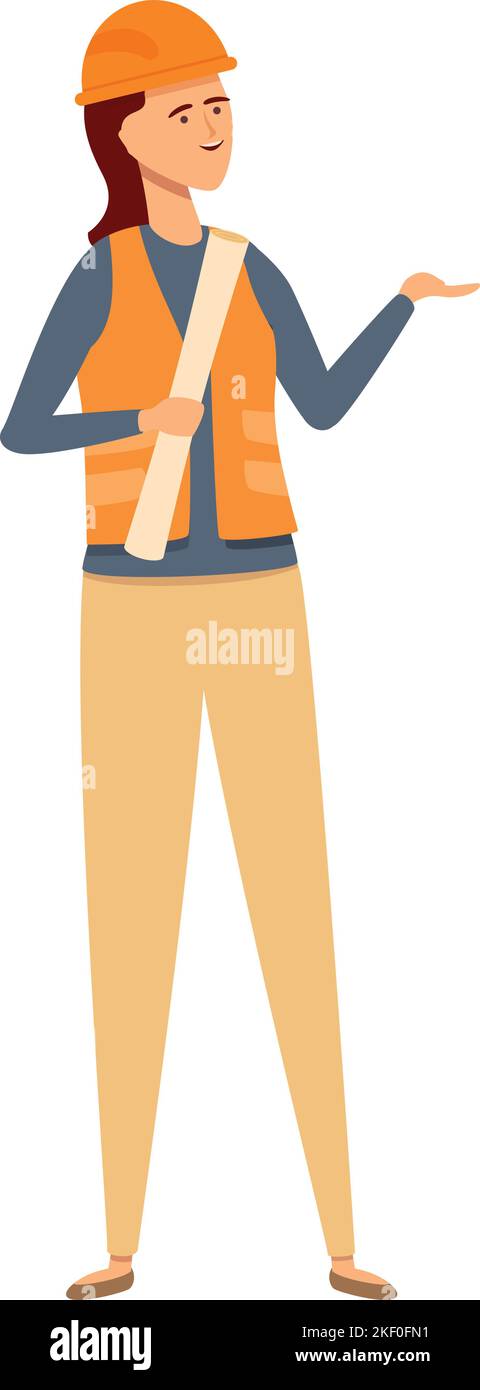 Roll architect icon cartoon vector. Woman female. Work design Stock ...