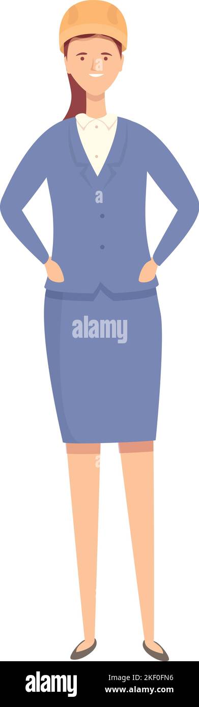 Cute woman engineer icon cartoon vector. Worker female. Work ...