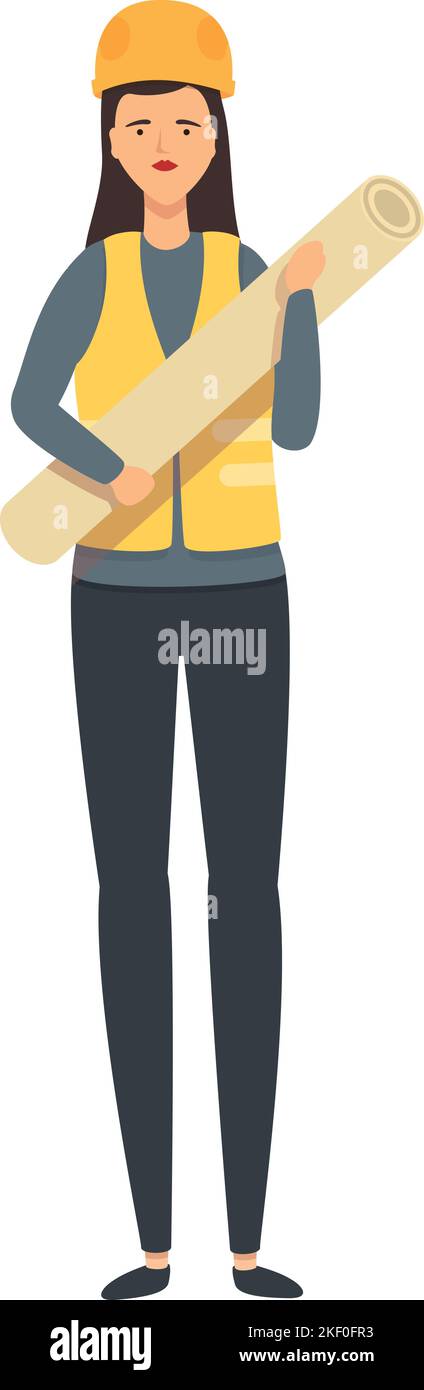 Engineer plan icon cartoon vector. Female woman. Business work Stock ...