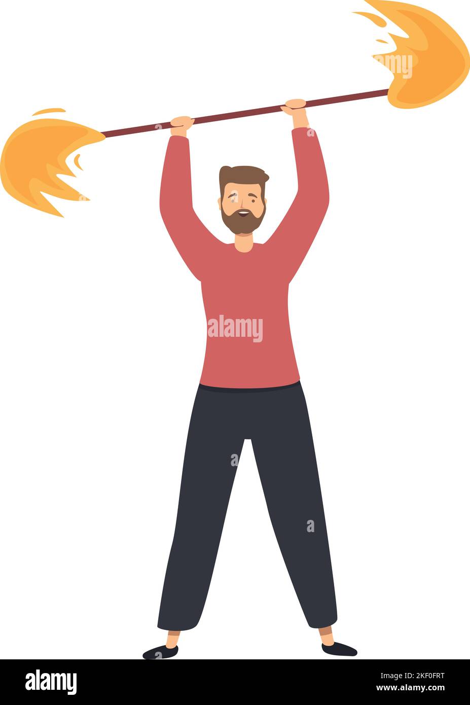 Fire barbell icon cartoon vector. Fire show. Fun fakir Stock Vector ...
