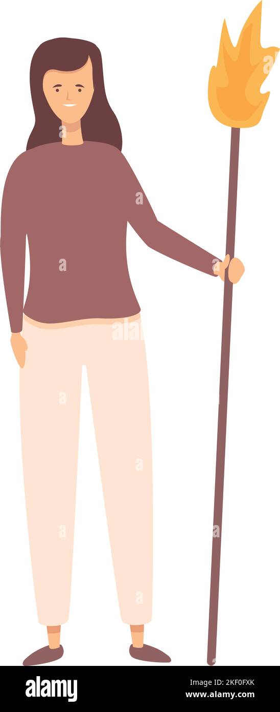 Fire show girl icon cartoon vector. Fun event. Flame fun Stock Vector ...