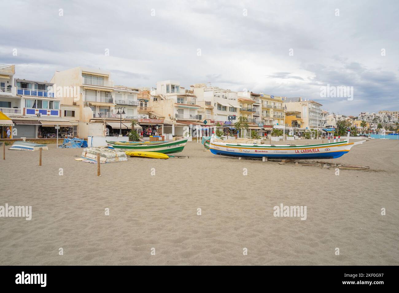 Torremolinos spain, Old traditional spanish rowing Boat (Jabega) on the ...