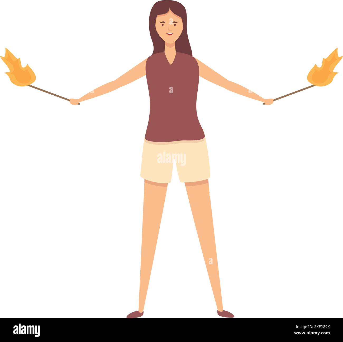 Female fakir icon cartoon vector. Fire show. Party event Stock Vector ...