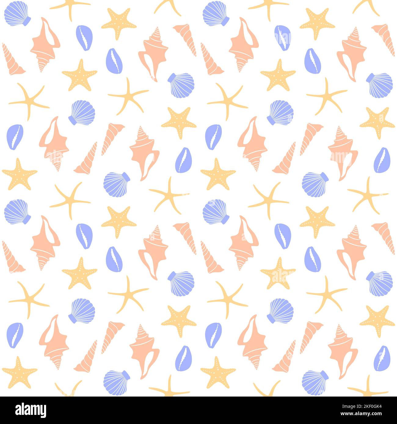 Boho seamless pattern with conch shells and sea stars Stock Vector ...