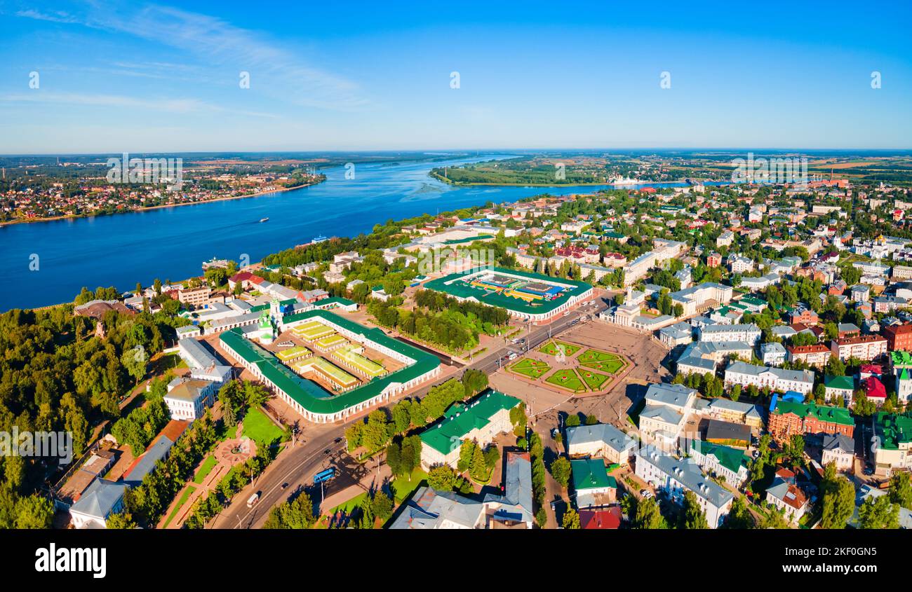 Kostroma city and Volga river aerial panoramic view, Golden Ring of ...