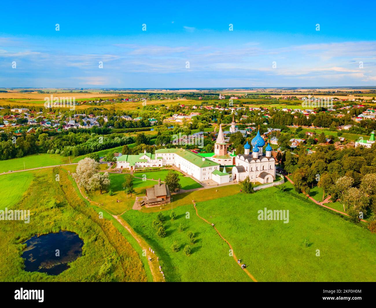 The Suzdal Kremlin aerial panoramic view, the oldest part of the ...