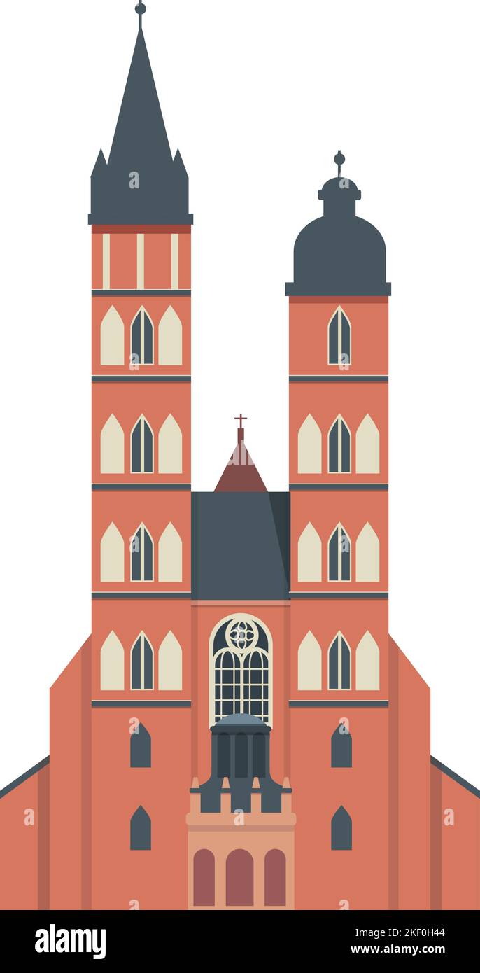 Polish church icon cartoon vector. Poland travel. People landscape ...
