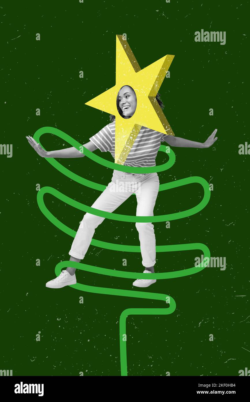 Photo cartoon comics sketch collage picture of funny funky lady tangled ...