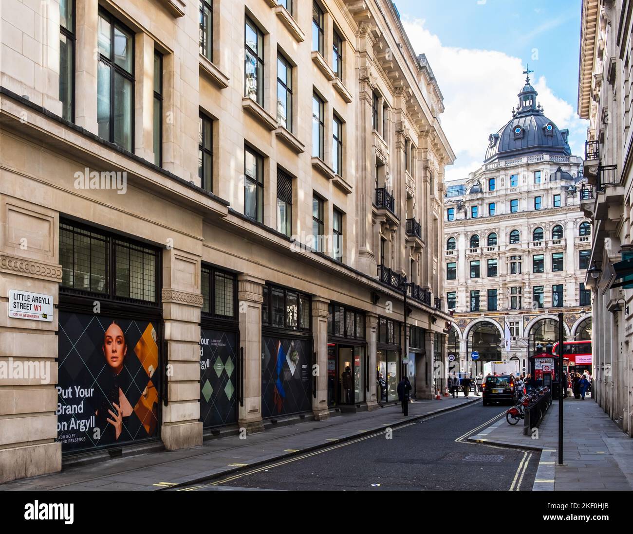 London, England, Sept 2022, view of Little Argyll Street in Soho Stock ...