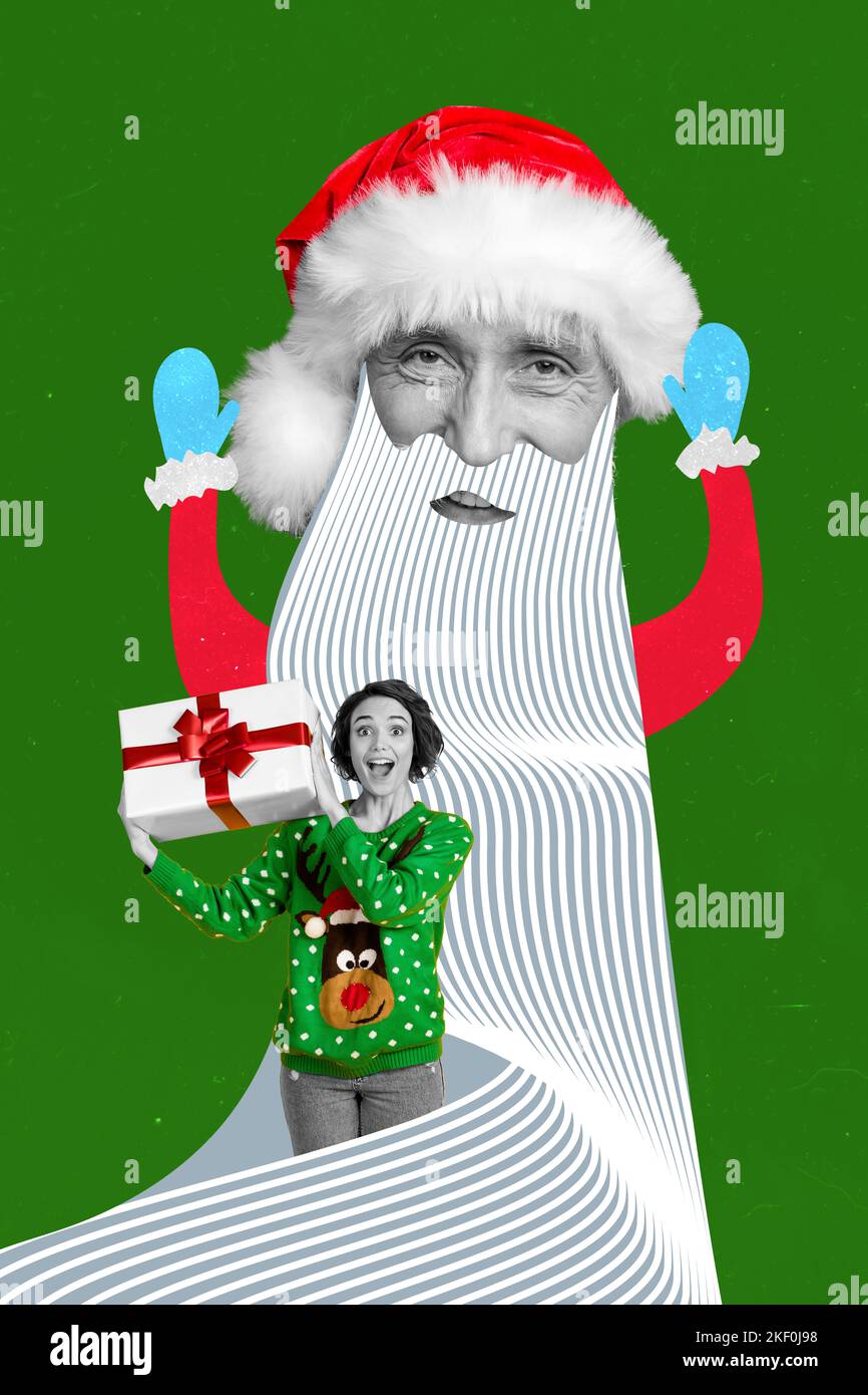 Photo cartoon comics sketch collage picture of funky excited santa ...