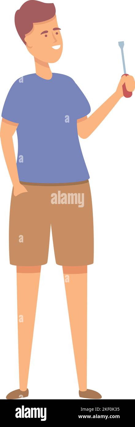 Kid take screwdriver icon cartoon vector. Robot education. Tech program Stock Vector Image & Art ...