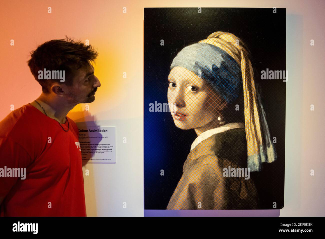 London, UK. 15 November 2022. A staff member views an example of ...