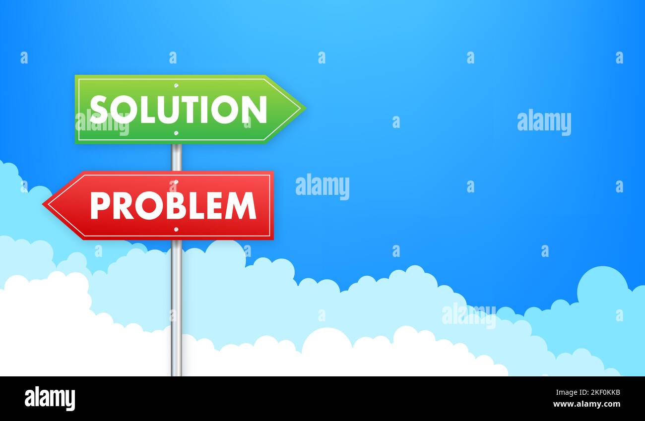 Solution and problem road sign. Vector stock illustration Stock Vector ...