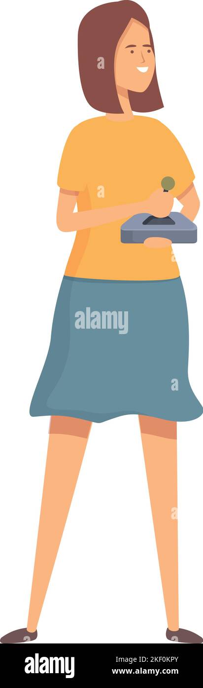 Girl robot control icon cartoon vector. Tech education. Class making ...