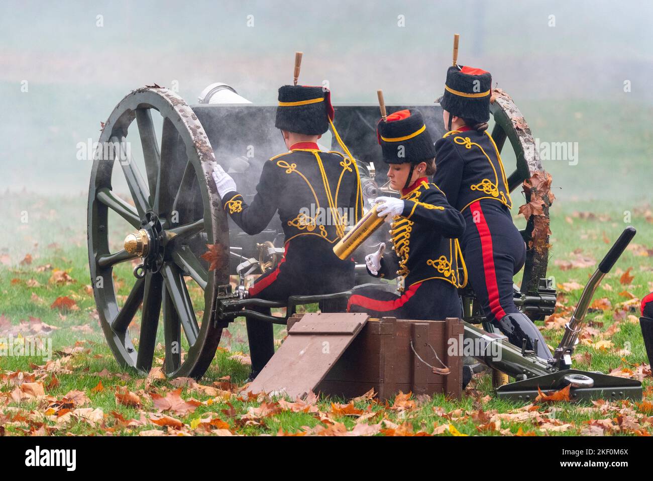 Kings Troop, Royal Horse Artillery carrying out a 41 gun salute for ...