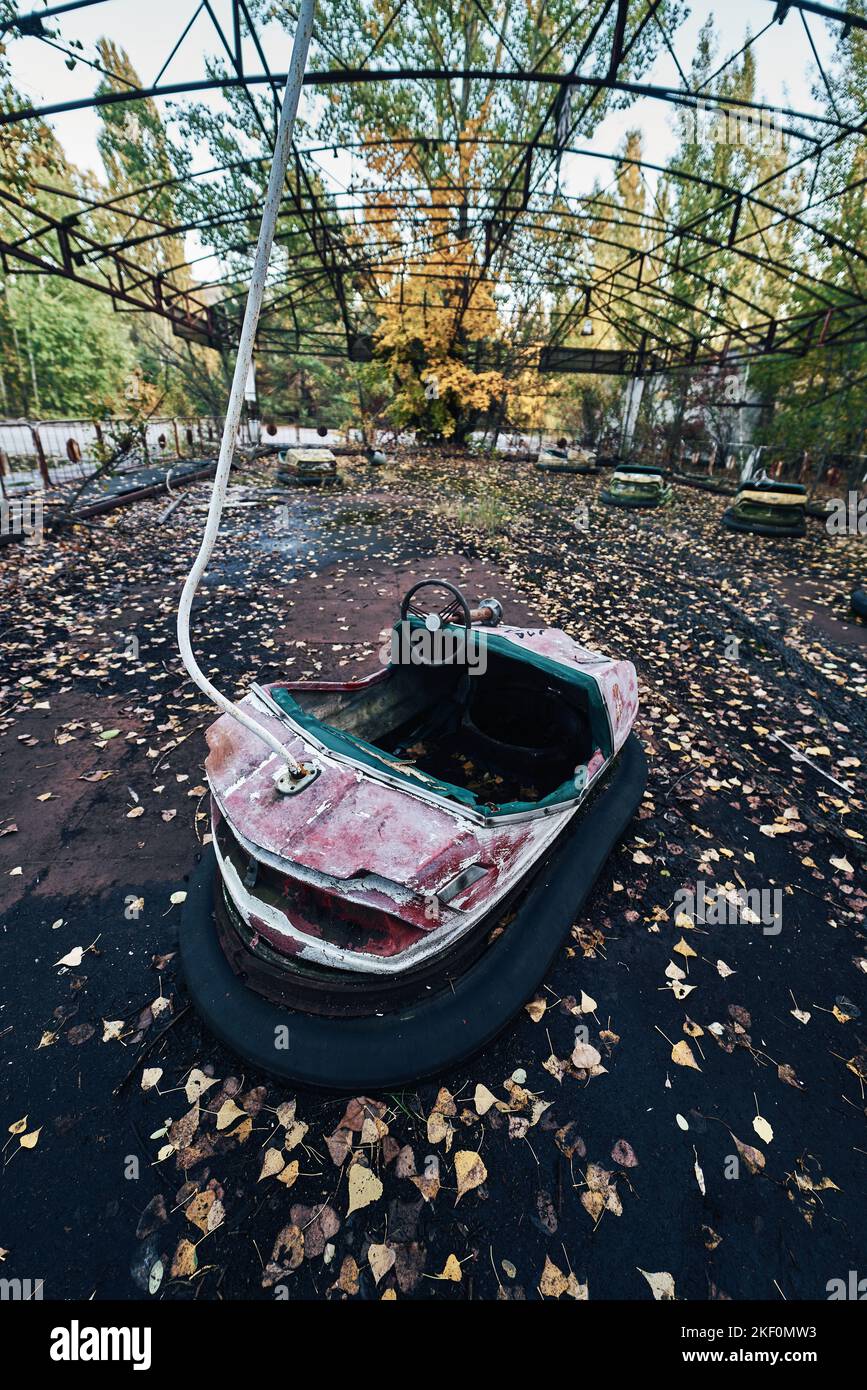 Abandoned Amusement Car Ride in Ghost City of Pripyat in Chernobyl ...
