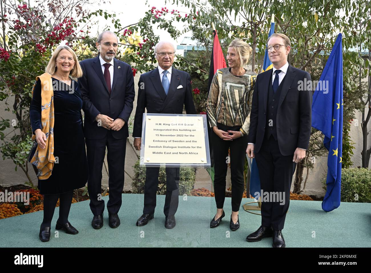 Charlotta Sparre, Jordanian Foreign Minister Ayman Safadi, H.M. King ...