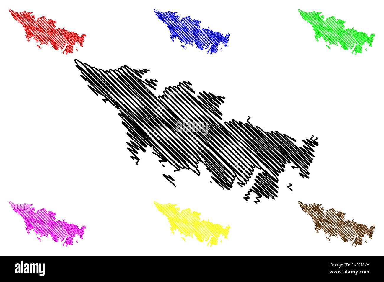 Oinousses island (Hellenic Republic, Greece) map vector illustration ...