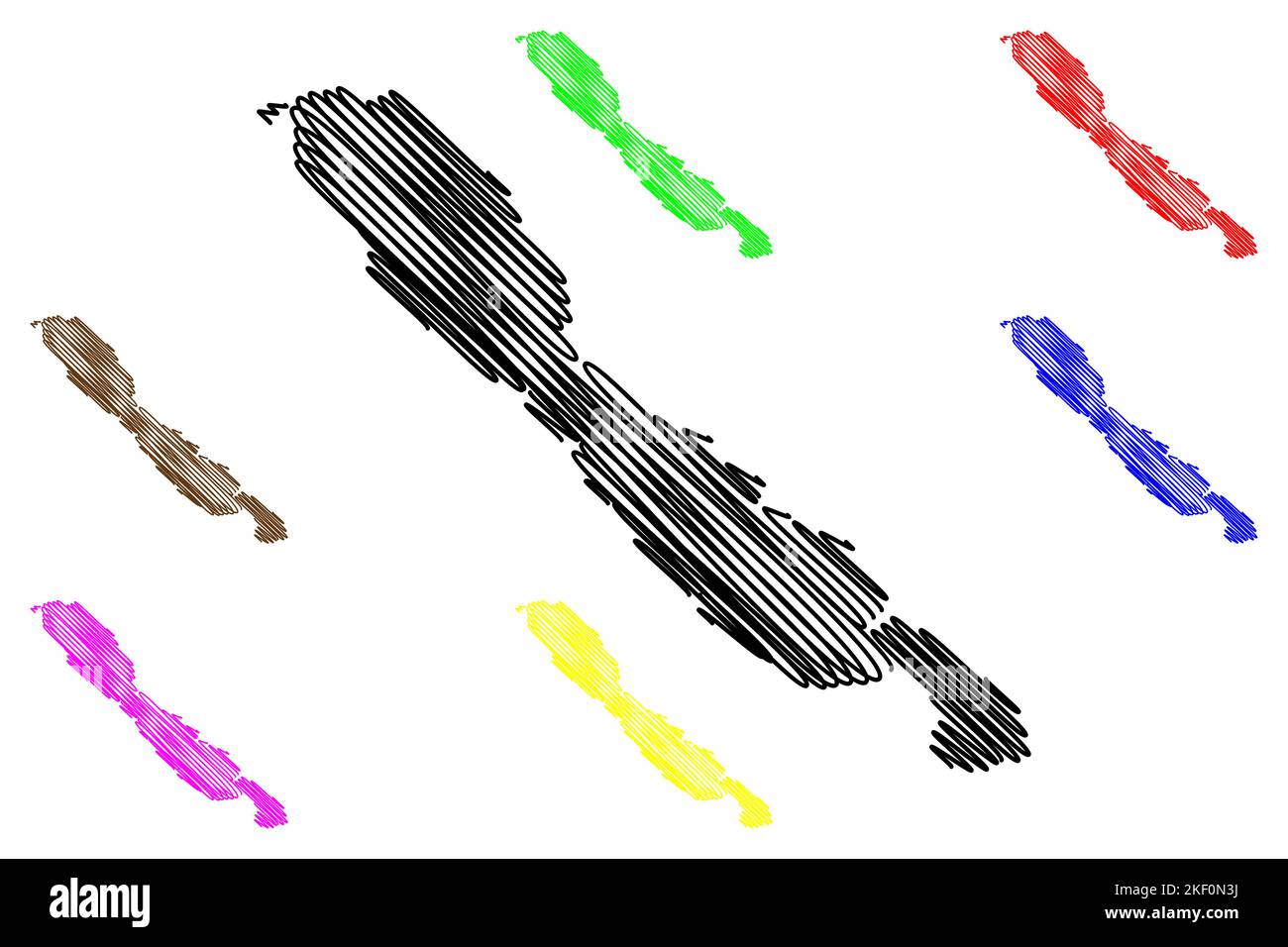 Maun island (Republic of Croatia, Adriatic Sea) map vector illustration ...