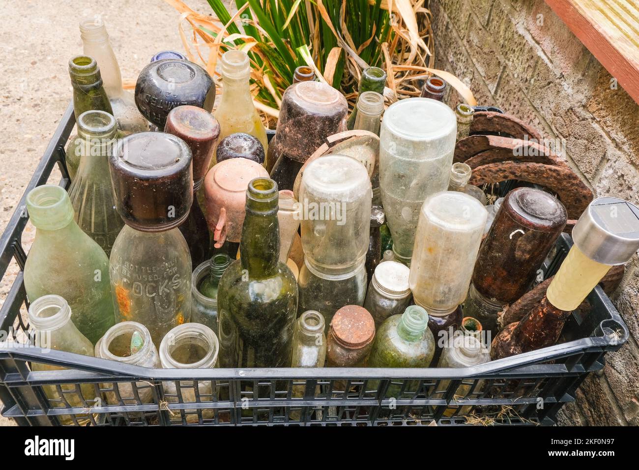 Collection of various antique glass bottles Stock Photo - Alamy