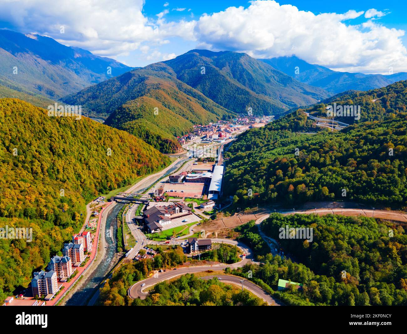 Aerial view of riverside town in summer hi-res stock photography and ...