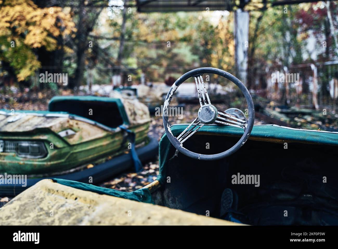 Abandoned Amusement Car Ride in Ghost City of Pripyat in Chernobyl ...