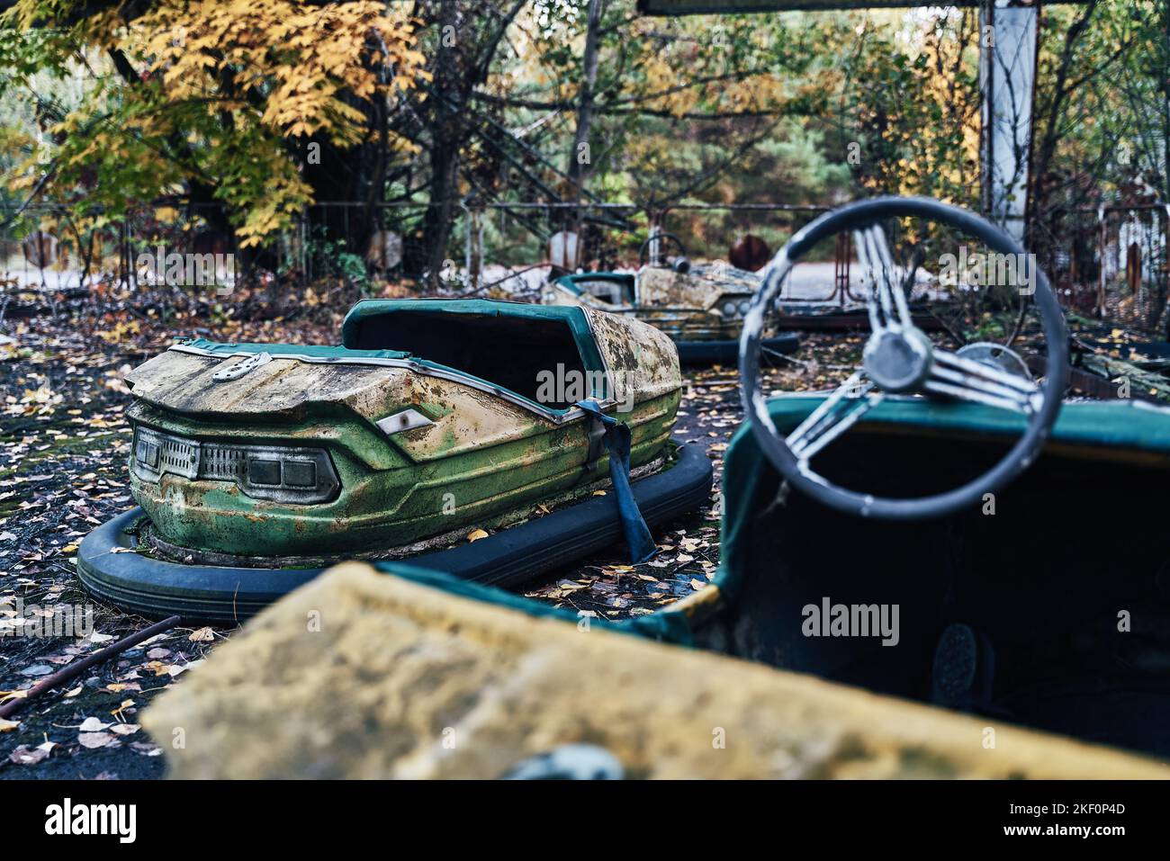 Abandoned Amusement Car Ride in Ghost City of Pripyat in Chernobyl ...
