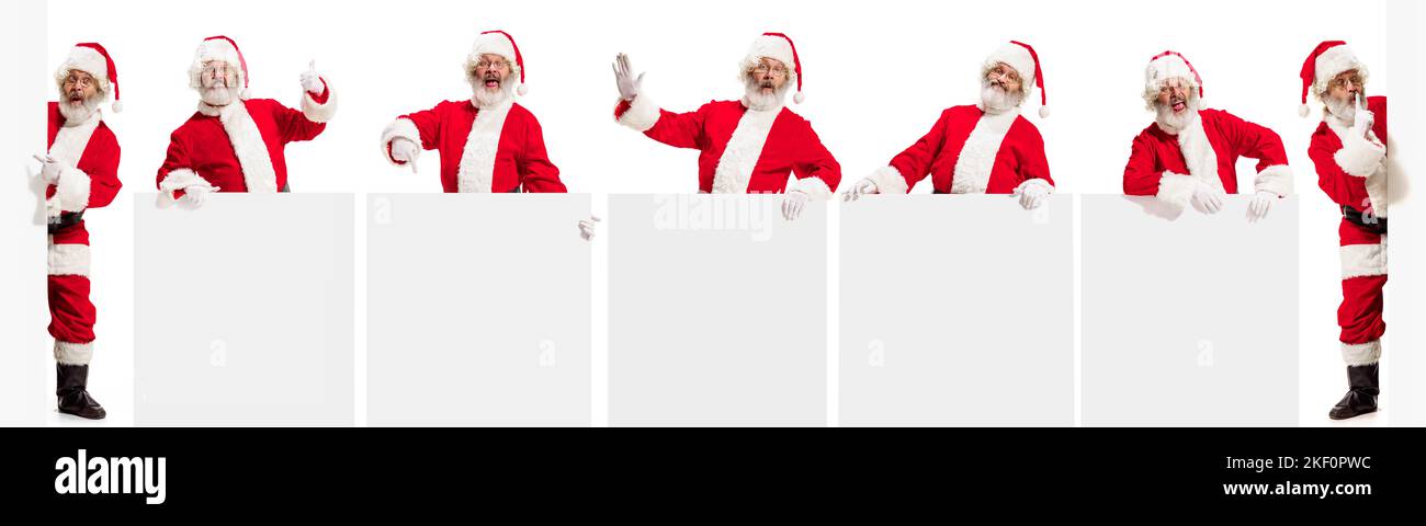 Photo set of portraits of emotional Santa Clause expressing different ...