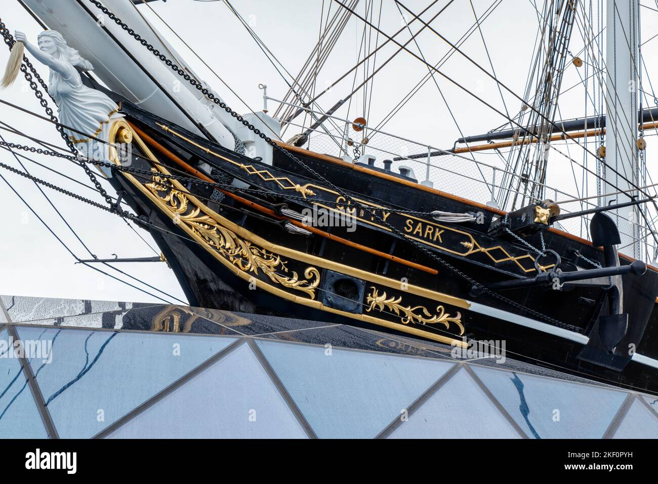 The Cutty Sark tea clipper in dry dock at Greenwich, London, UK Stock ...