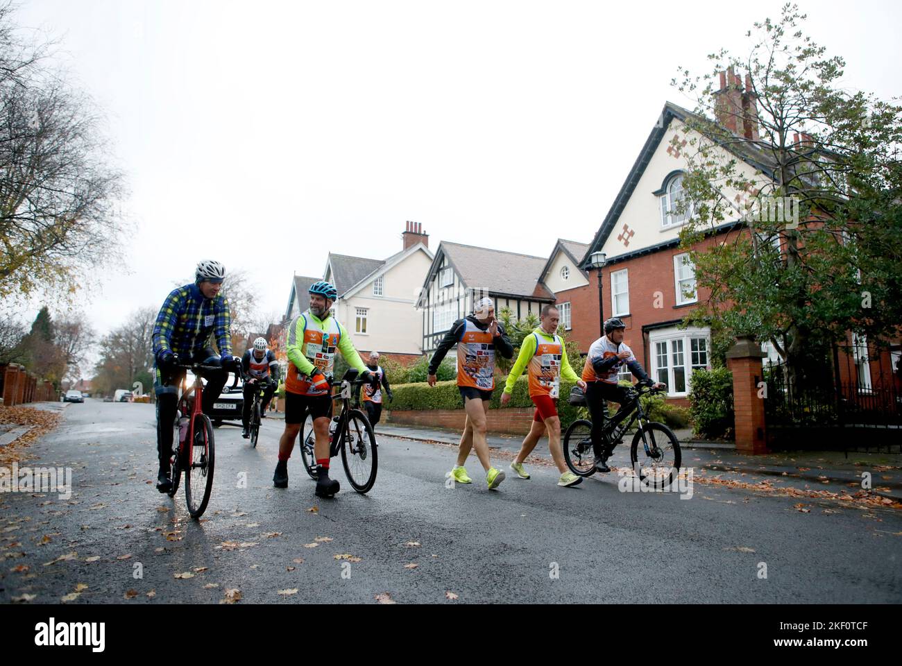 Kevin Sinfield (centre) walks through the suburbs of Newcastle-upon ...