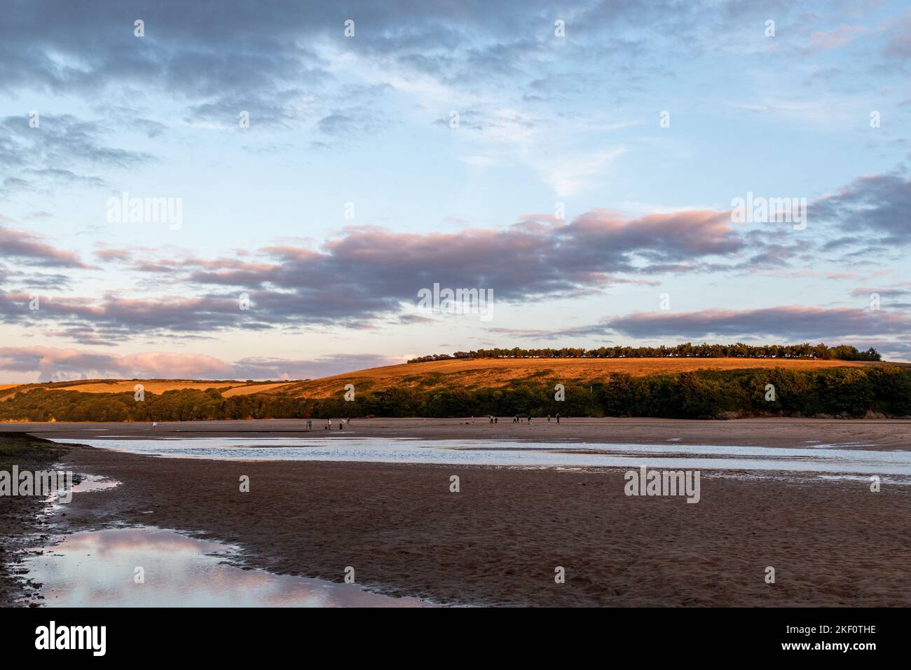 The River Gannel in Newquay at low tide and sunset Stock Photo - Alamy