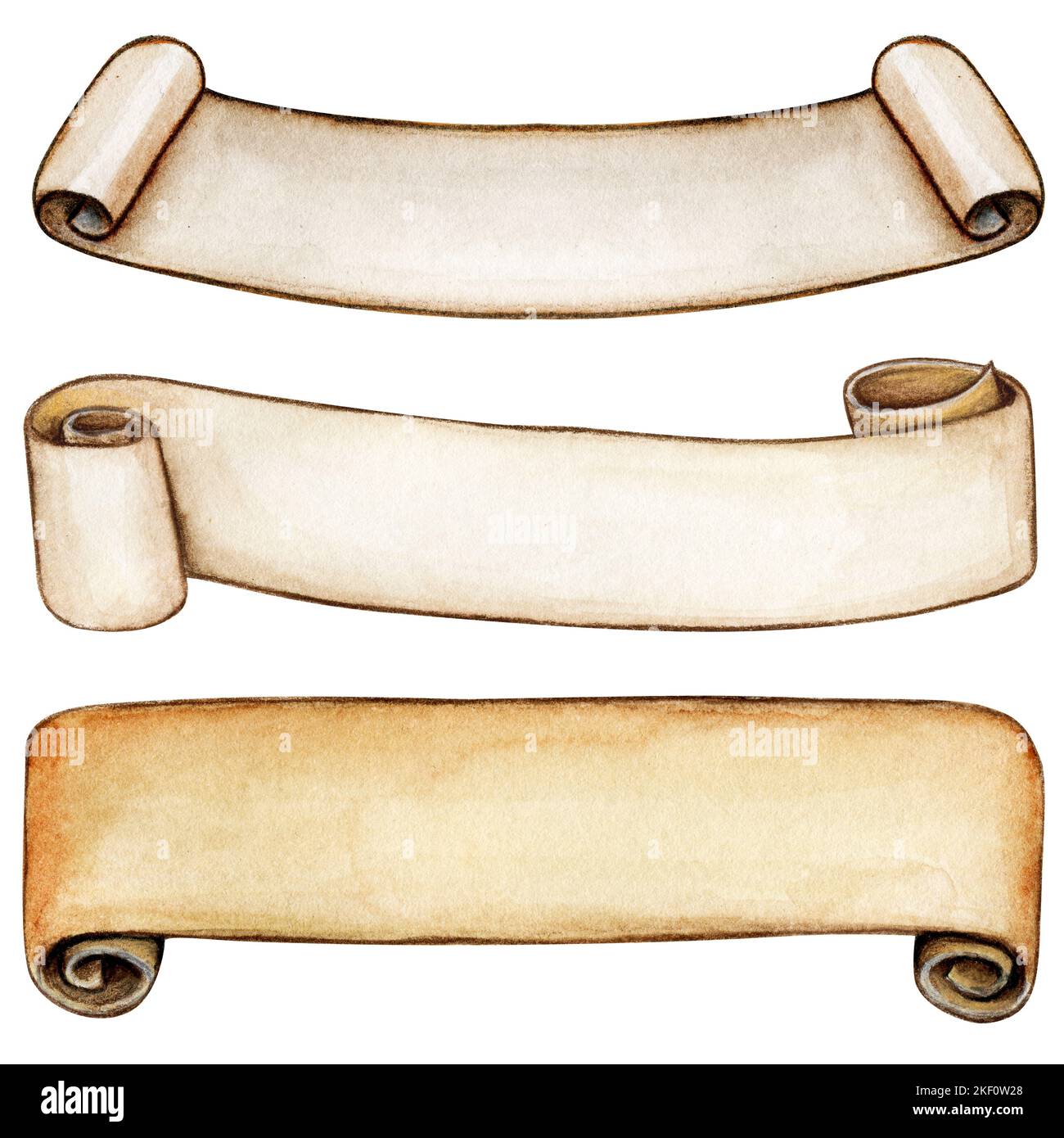 The vintage scroll banners isolated on white background Stock Photo - Alamy