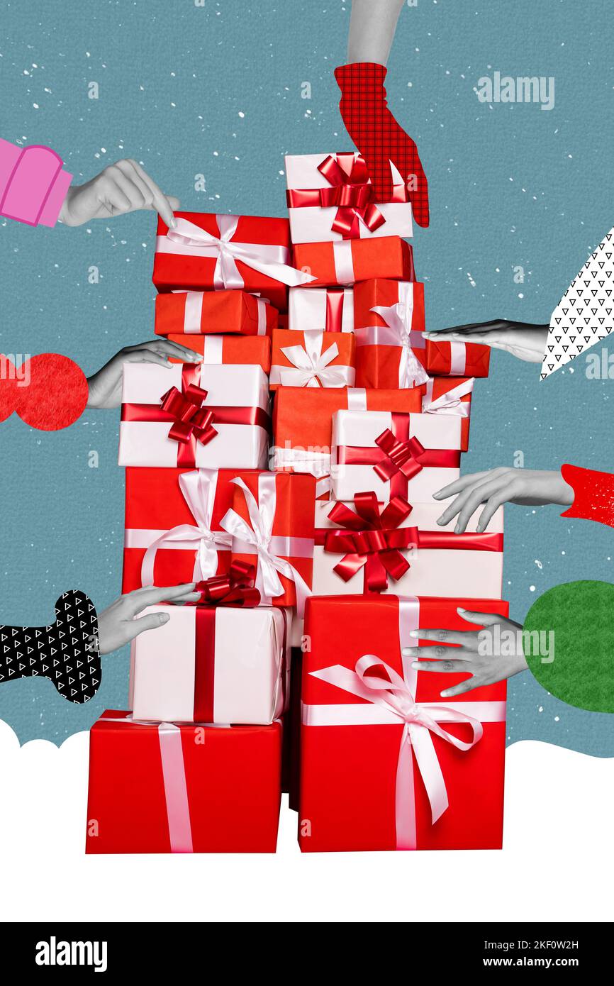 Collage 3d image of pinup pop retro sketch of arms catching tacking ...