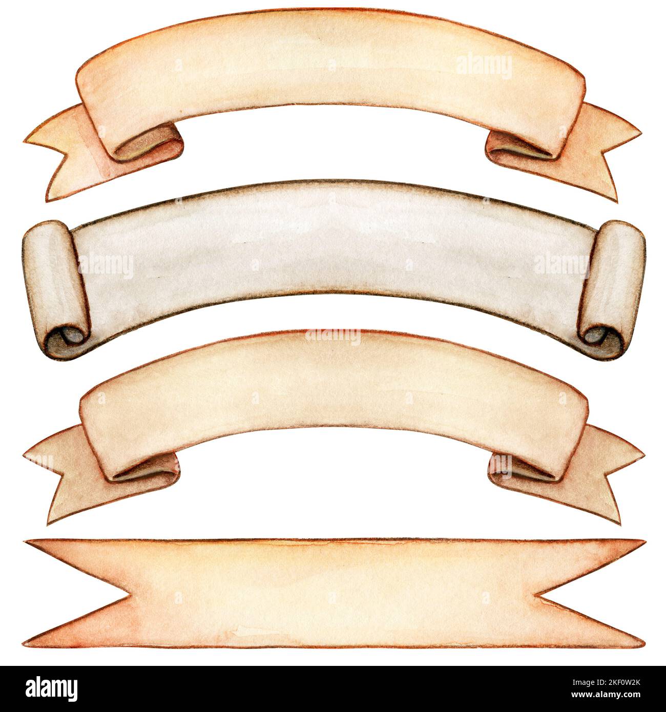 The vintage scroll banners isolated on white background Stock Photo - Alamy