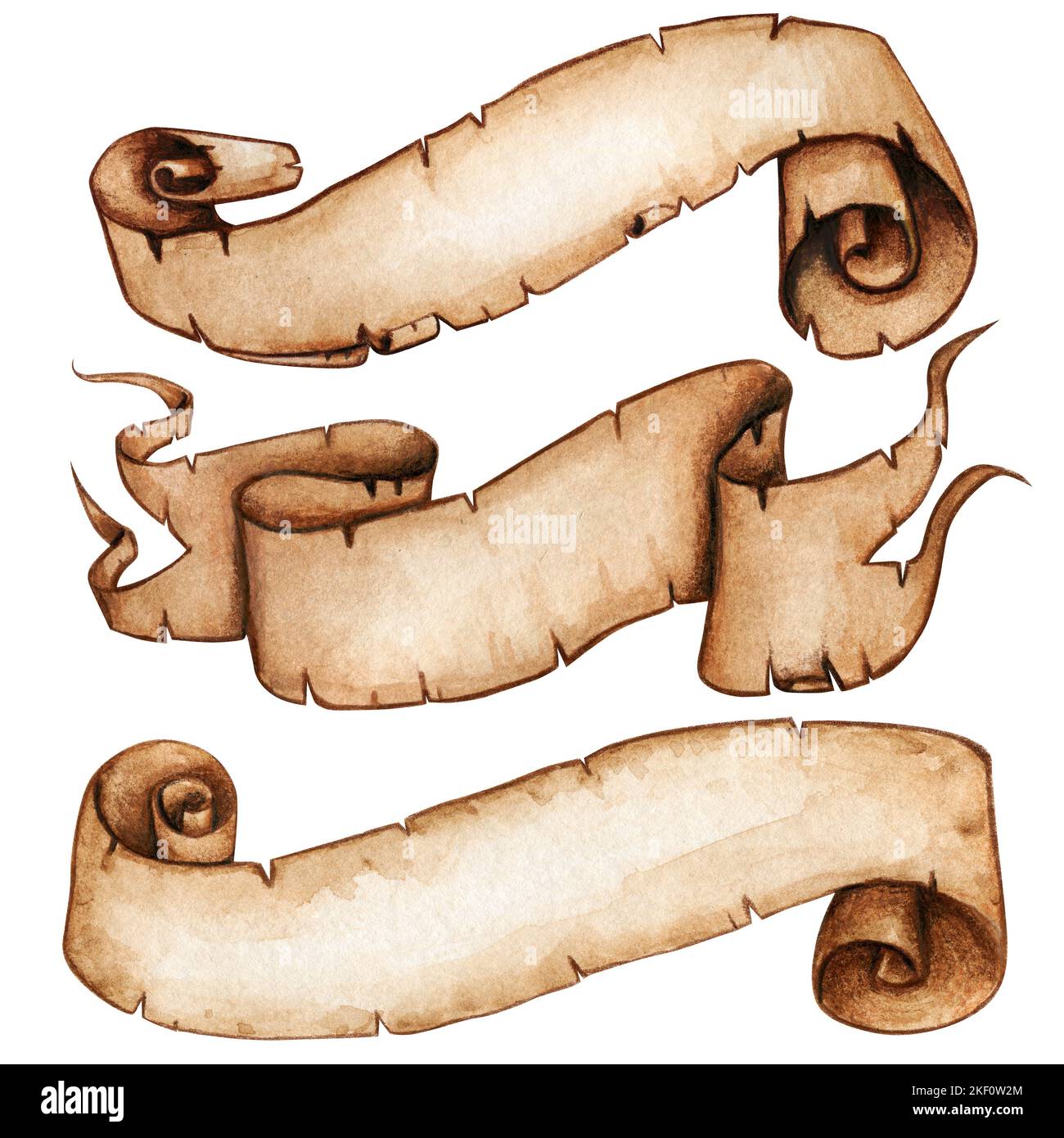 The vintage scroll banners isolated on white background Stock Photo - Alamy